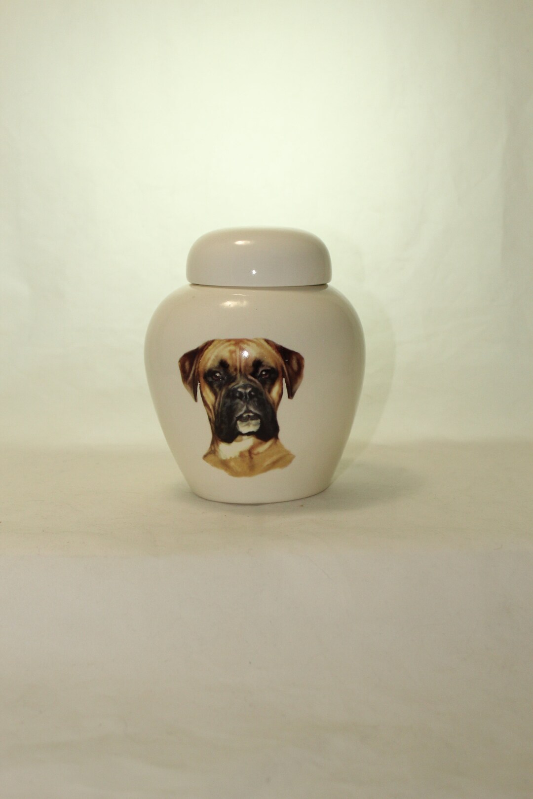 Boxer Cremation Urn, Ceramic Jar With Lid, Pet or Dog Small Urn for ...