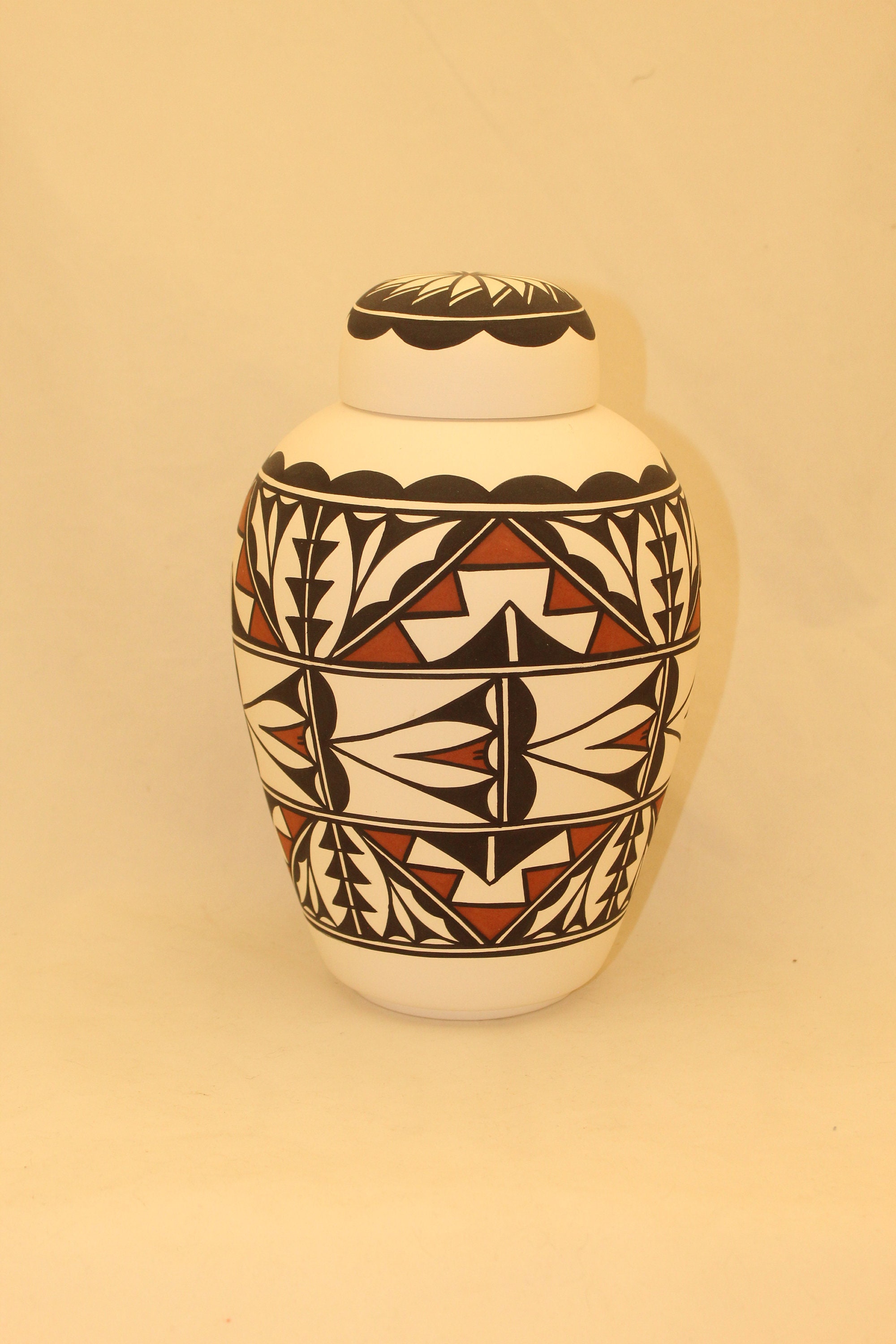 Native American Urn Ceramic Jar with Lid, Adult Cremation Urn for Human ...