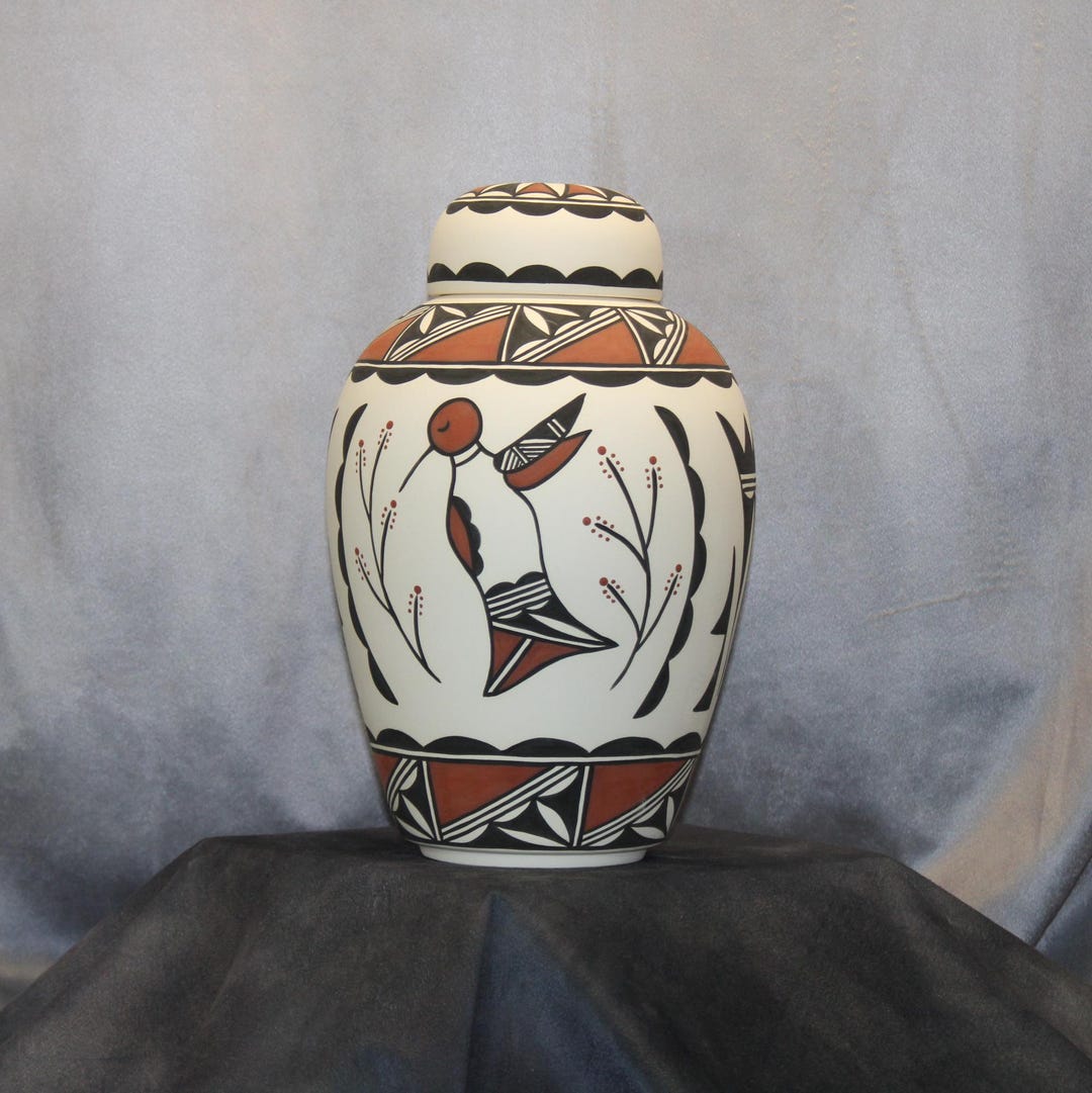 Hummingbird Design Native American Urn Ceramic Jar With Lid, Adult ...
