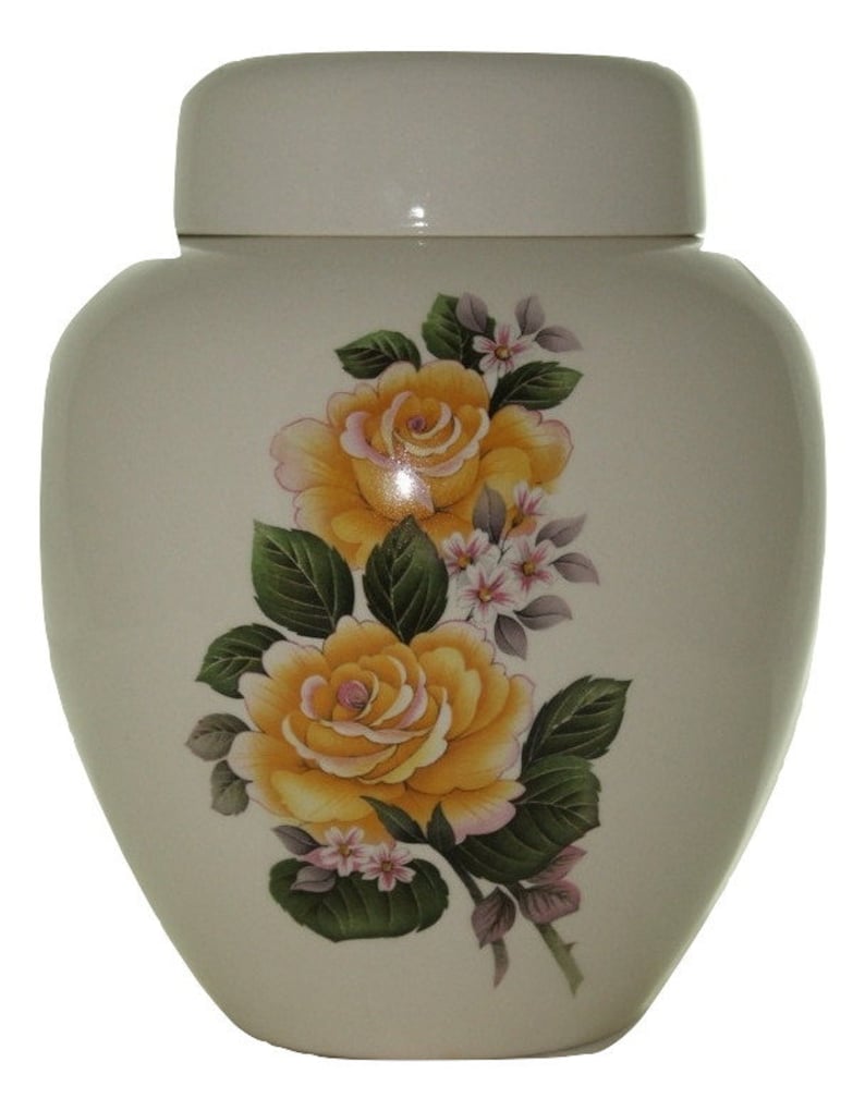 Yellow Roses Adult Cremation Urn Large Ceramic Jar With Lid - Etsy