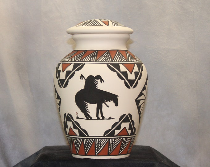 End of Trail Design Native American Large Cremation Urn, Large Hand ...