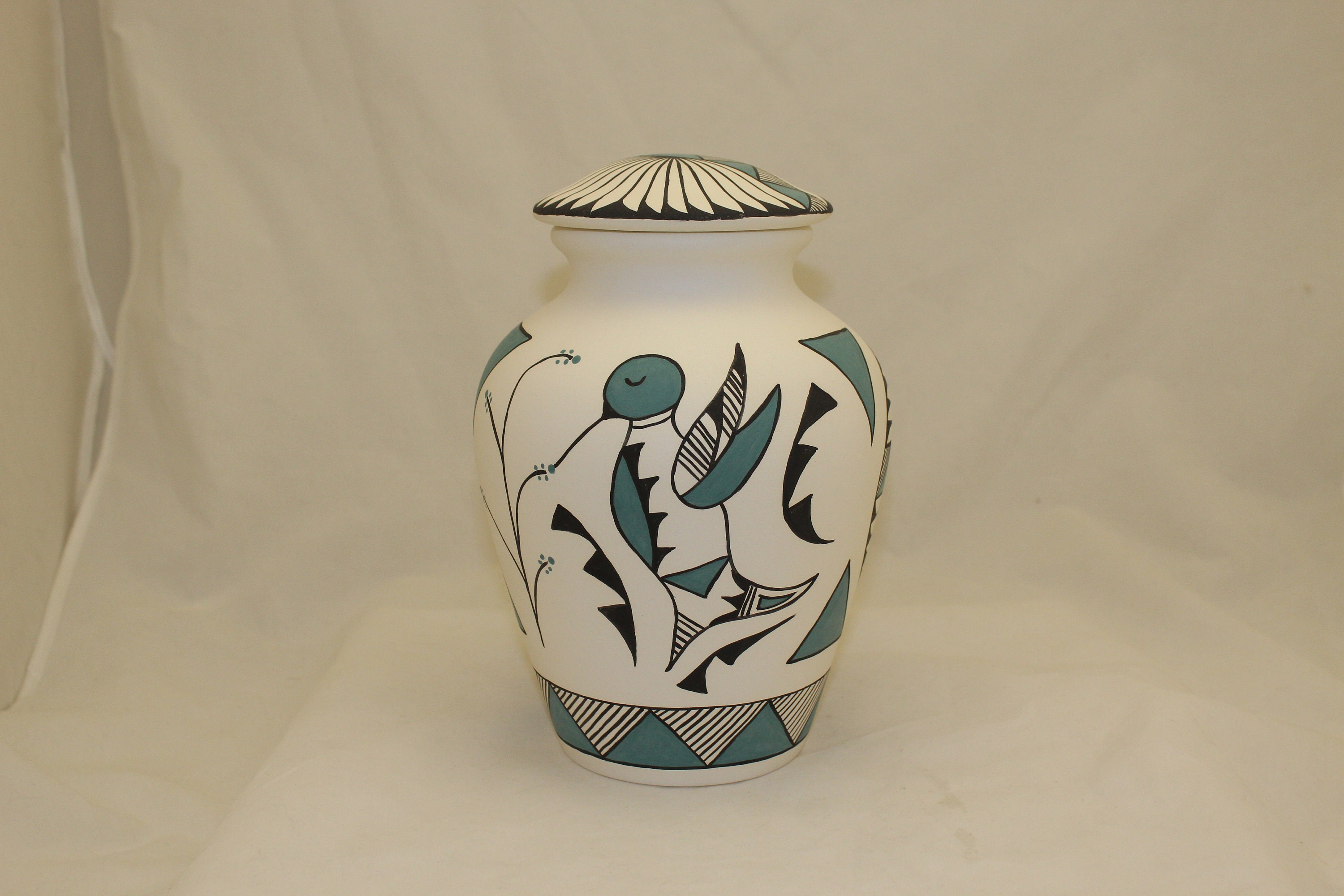 Native American Ceramic Adult Cremation Urn, Hand Painted Large ...