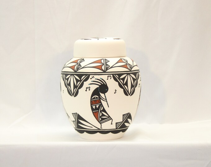 Kokopelli Native American Ceramic Adult Cremation Urn, Hand Painted ...