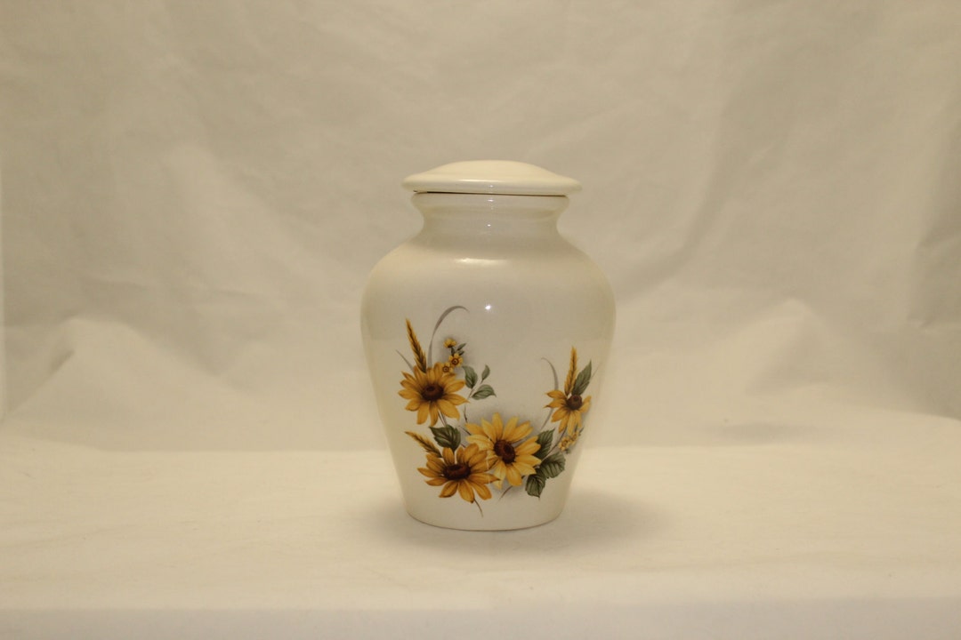 Sunflower Ceramic Cremation Urn With Lid: Handmade Art Pottery - Etsy