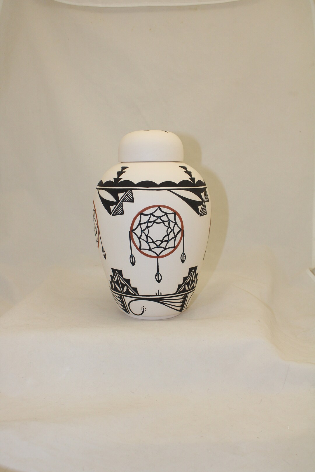 Dream Catcher Design Native American Urn Ceramic Jar With Lid, Adult ...