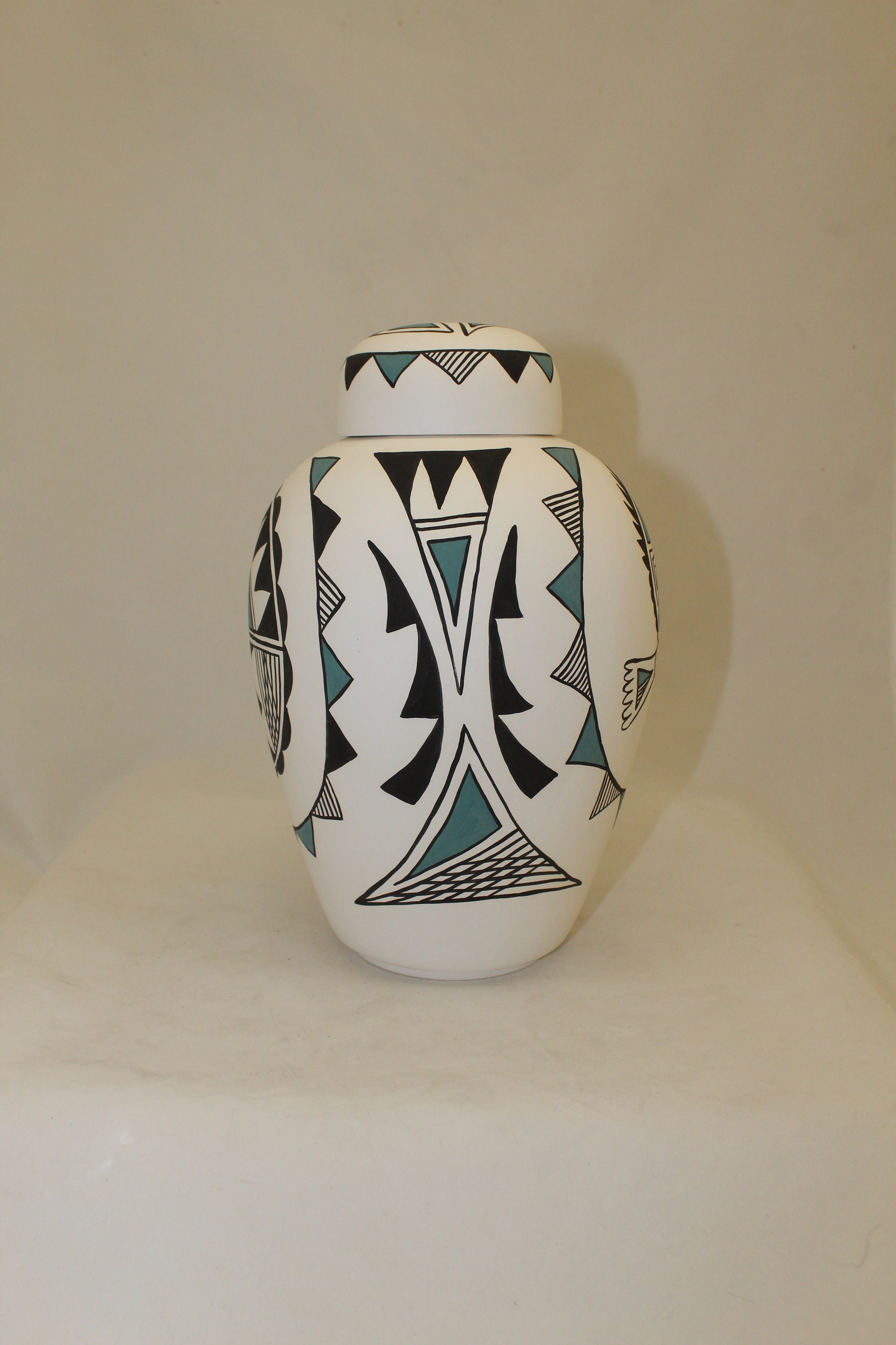 Native American Eagle Urn Ceramic Jar with Lid, Adult Cremation Urn ...