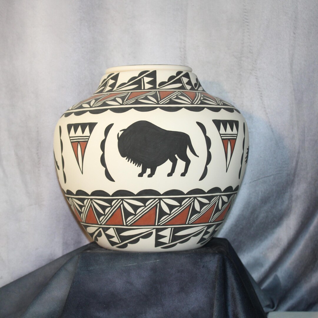Hand Painted Native American Cremation Urn, Extra Large Ceramic Pottery ...