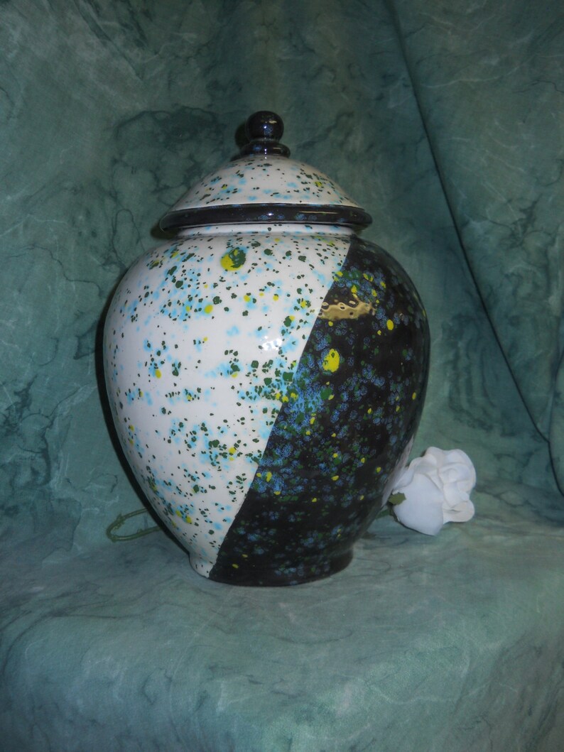 Black and White Cremation Urn Extra Large Ceramic Jar With | Etsy