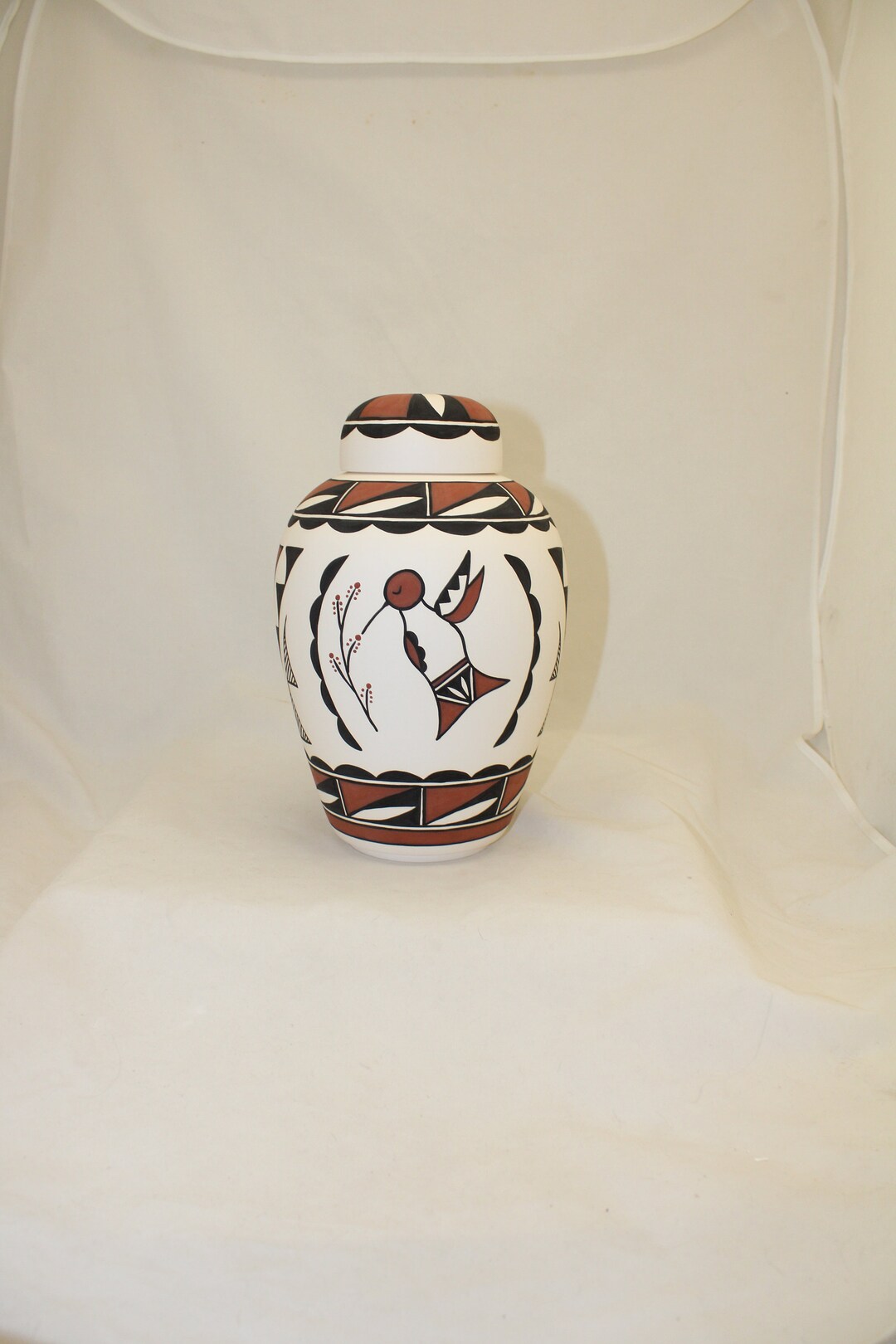 Hummingbird Design Native American Urn Ceramic Jar With Lid, Adult ...