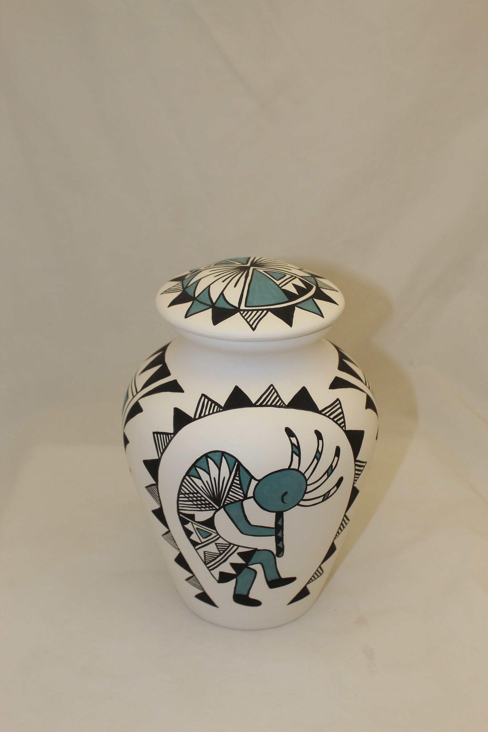 Native American Ceramic Adult Cremation Urn, Hand Painted Large Jar ...
