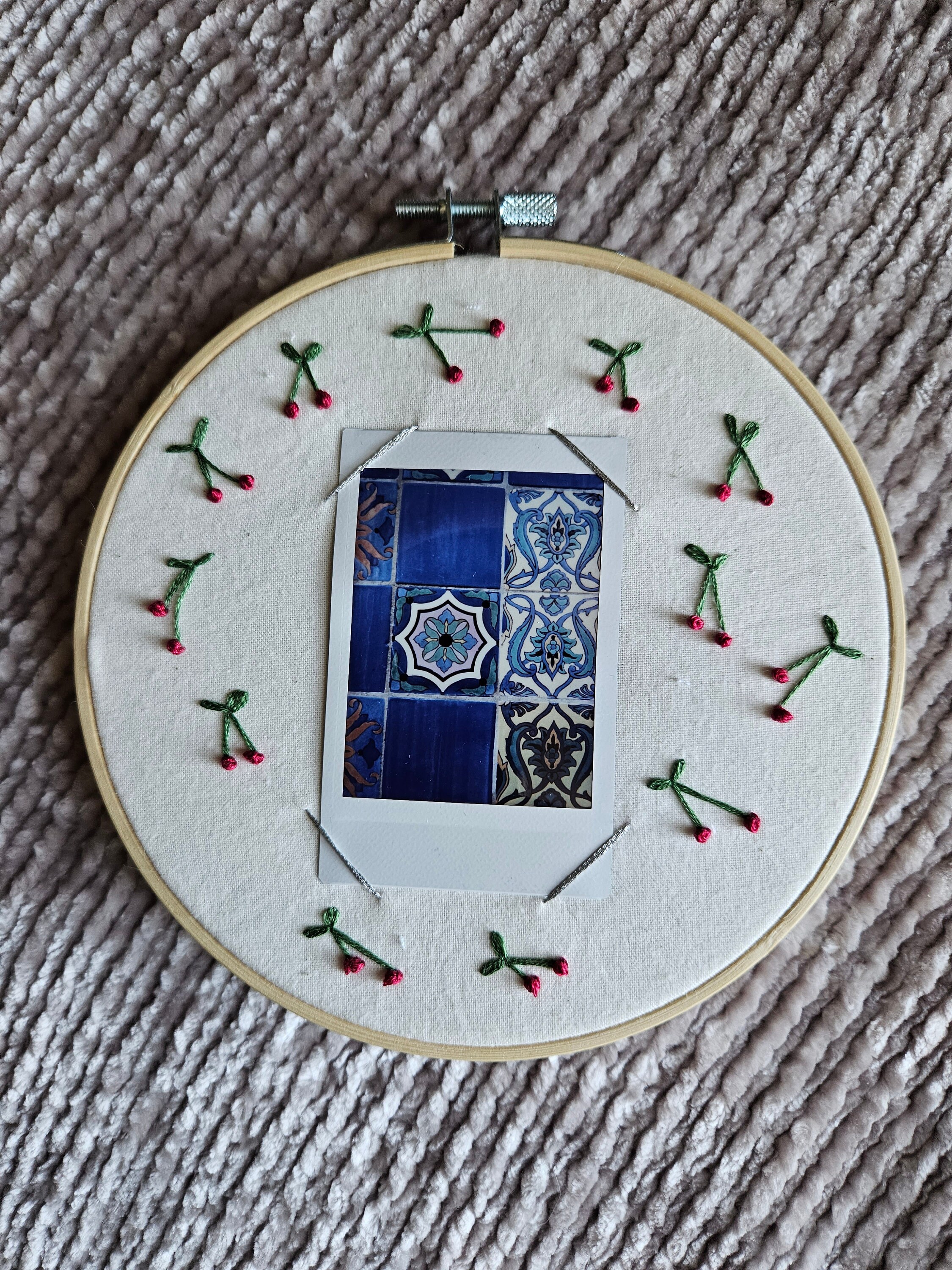 Cherries Jubilee Embroidered Polaroid Frame - Etsy