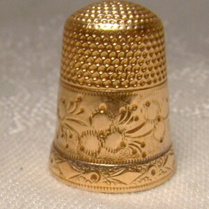 14K Yellow Gold Hand Engraved Sewing Thimble 1890s Size 6 - Etsy