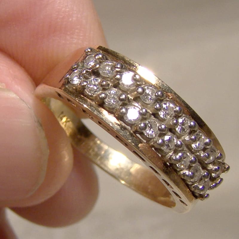 Two Row Diamond Ring - Etsy