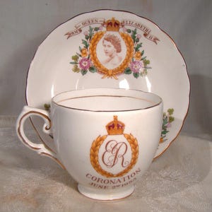Tuscan Queen Elizabeth II Coronation Teacup and Saucer 1953 English ...