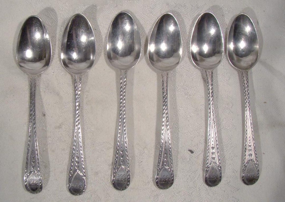 6 Hester Bateman 1786 Bright Cut Sterling Silver 5" Spoons - George III ...