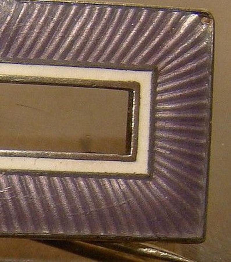 Clement Berg Norway Sterling Silver Purple White Enamel Rectangle ...