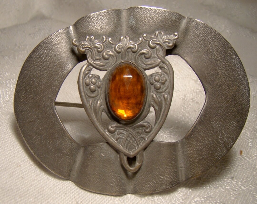Victorian Large Sash Brooch With Orange Glass Stone 1900 - Etsy