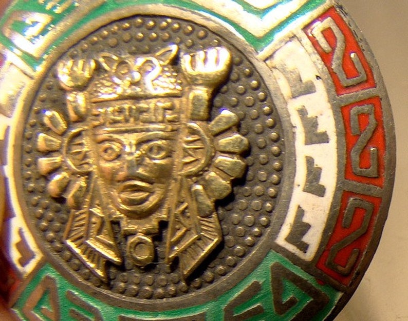 Peru Silver and Gold Inca Mask Enamel Brooch 1950s-60 - Etsy