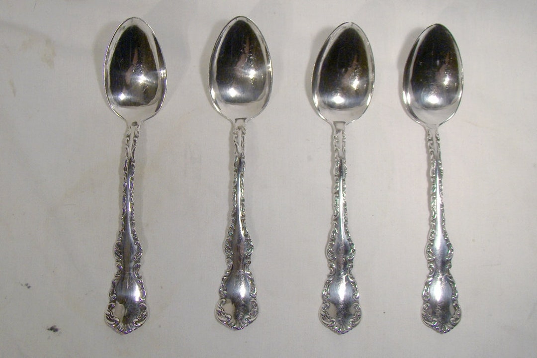 4 Louis XV Sterling Silver 5-1/4" 5 O'clock Spoons 1914 Ryrie Birks Do ...