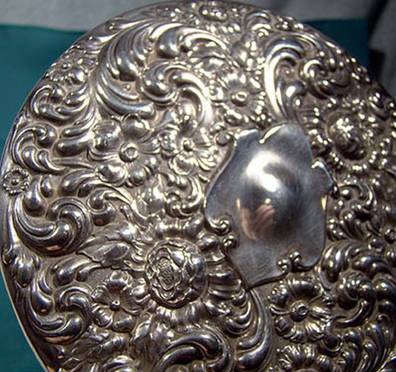Sterling Silver Repousse Floral Hand Mirror 1890 1900 Possibly Kirk or ...