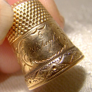 14K Yellow Gold Hand Engraved Sewing Thimble 1890s Size 6 - Etsy