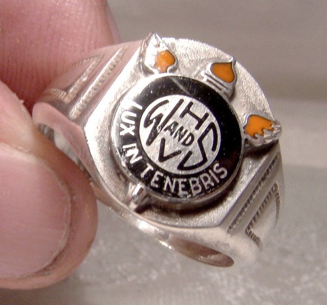 Welland WH&VS Sterling Silver Enamel School Ring 1950s - Size 9 - Etsy
