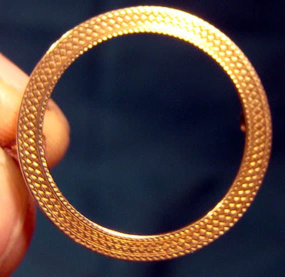 10k Art Deco Textured Round Circle Pin 1920s | Etsy