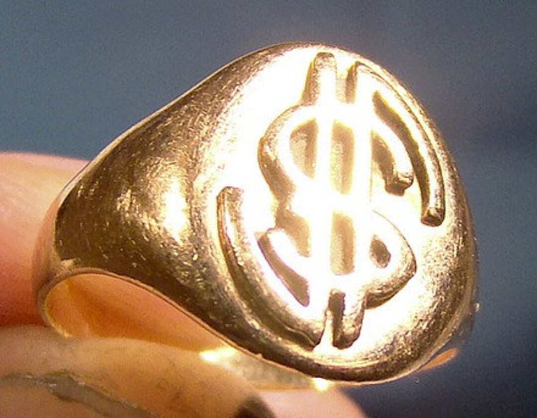 10k Yellow Gold Signet Ring With Stylized Letters 1900-1910 Size 4 - Etsy