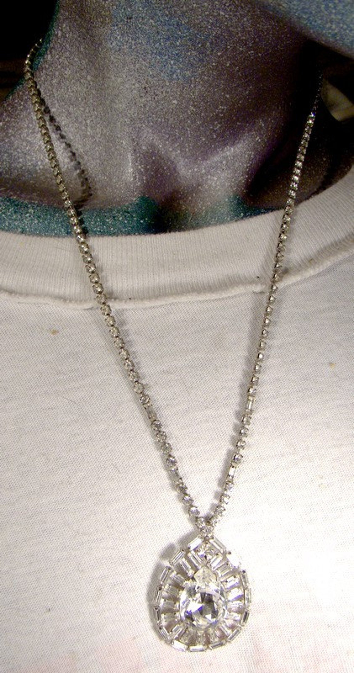 Jay Flex STERLING Silver White Rhinestone Necklace 1950s - Etsy