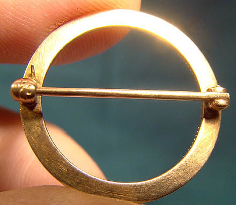 10k Art Deco Textured Round Circle Pin 1920s | Etsy