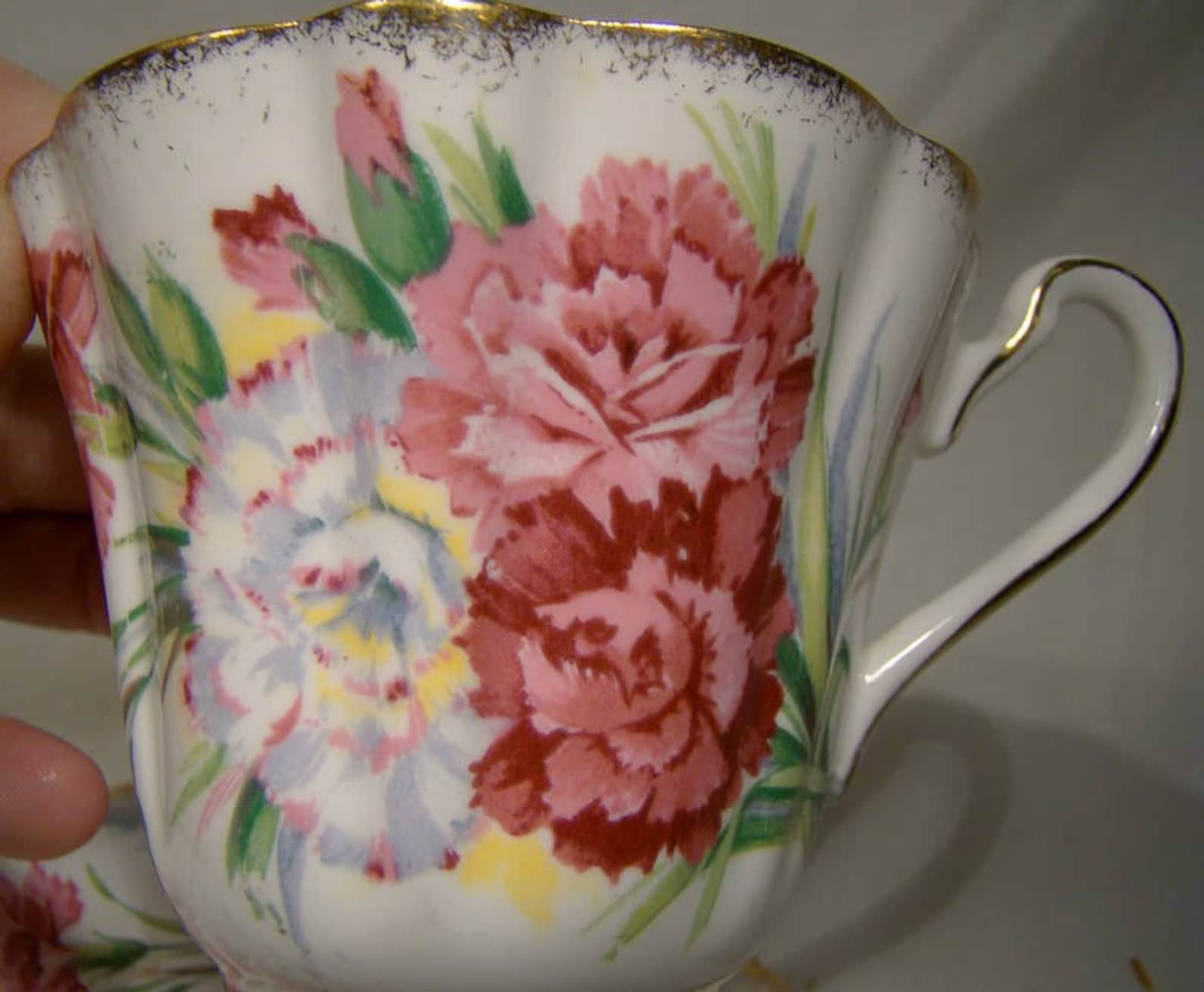 Royal Stafford Carnation Fluted Tea Cup and Saucer 1950s Teacup - Etsy
