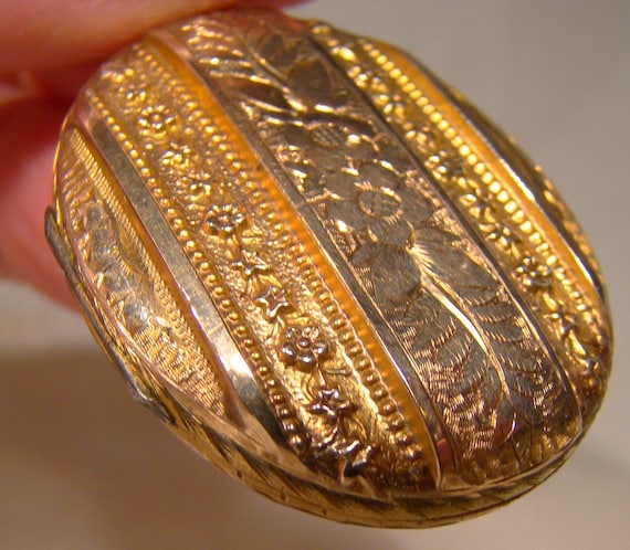 Victorian Aesthetic Rolled Gold Plate Photo Locket 18… - Gem
