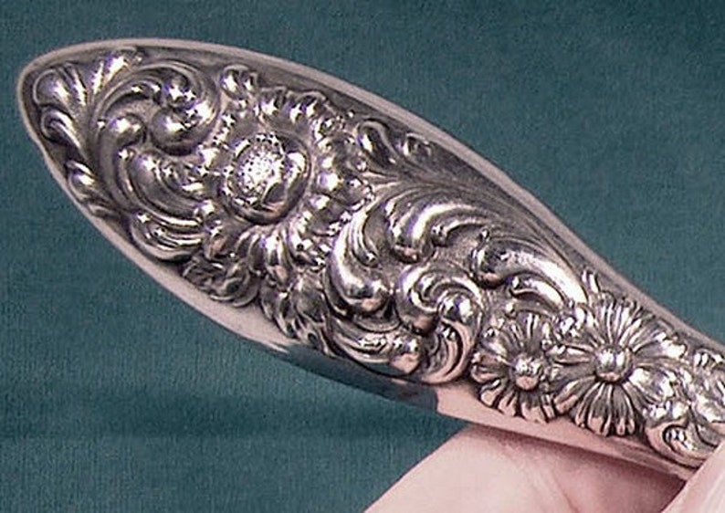 Sterling Silver Repousse Floral Hand Mirror 1890 1900 Possibly Kirk or ...