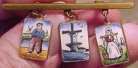 Antique Gilt Enamel Arts & Crafts Dutch Children Dangle Brooch | Etsy