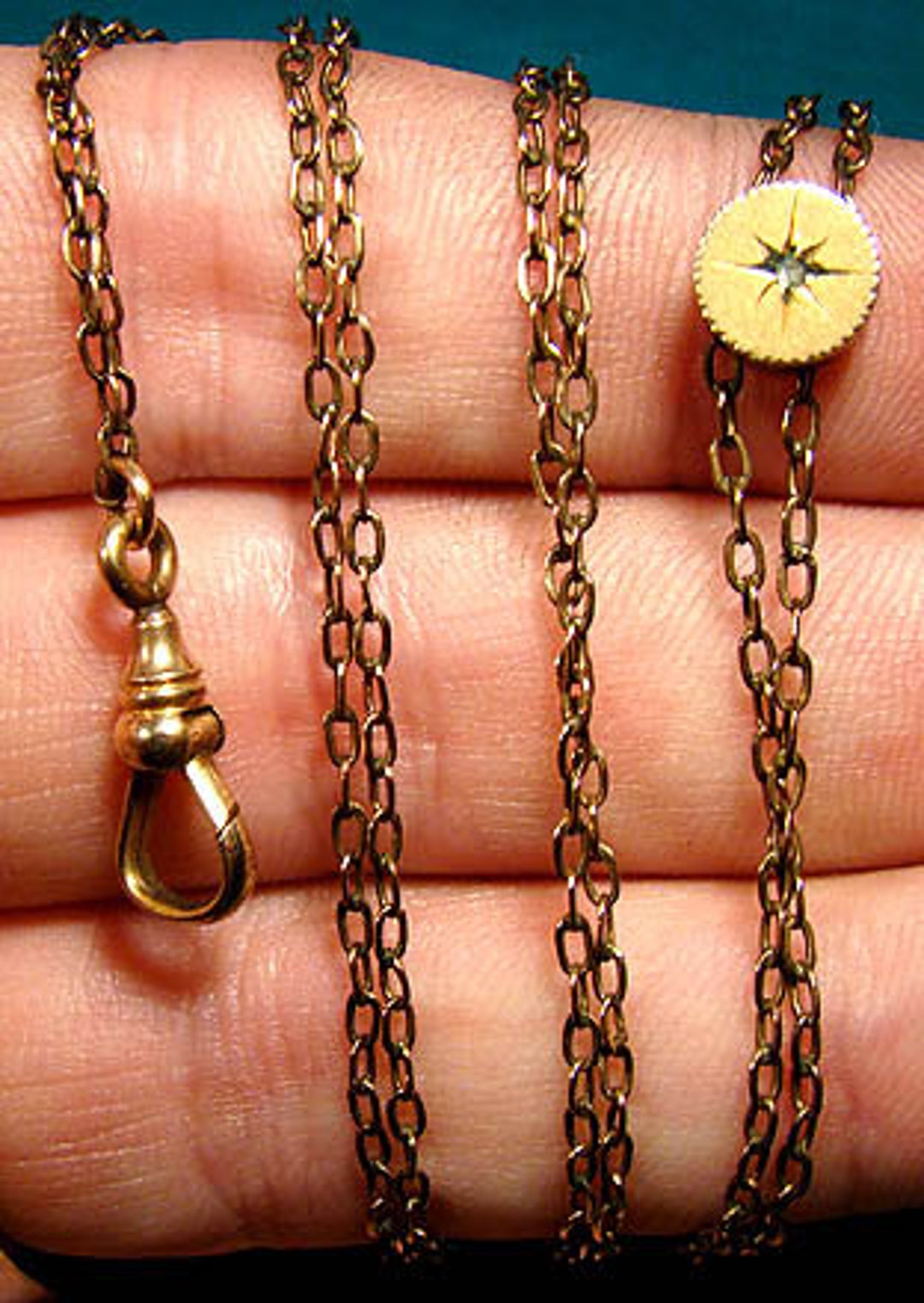 Gold Filled Watch Chain With 10K Diamond Slide 1900 - Etsy