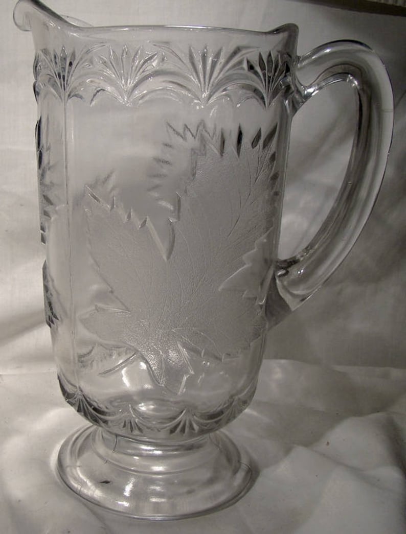 MAPLE LEAF EAPG Canadian Pressed Glass Water Pitcher 1880-1920 - Etsy