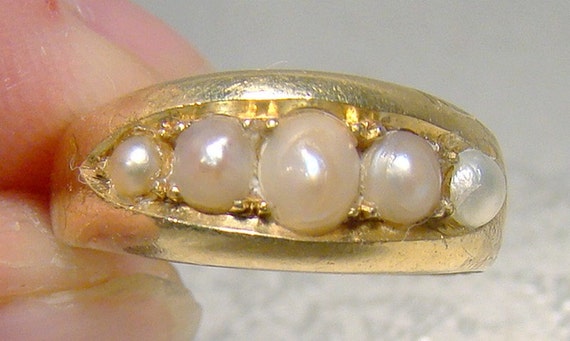 18K Victorian 5 Pearls Row Engagement Ring 1870 1890 … - Gem