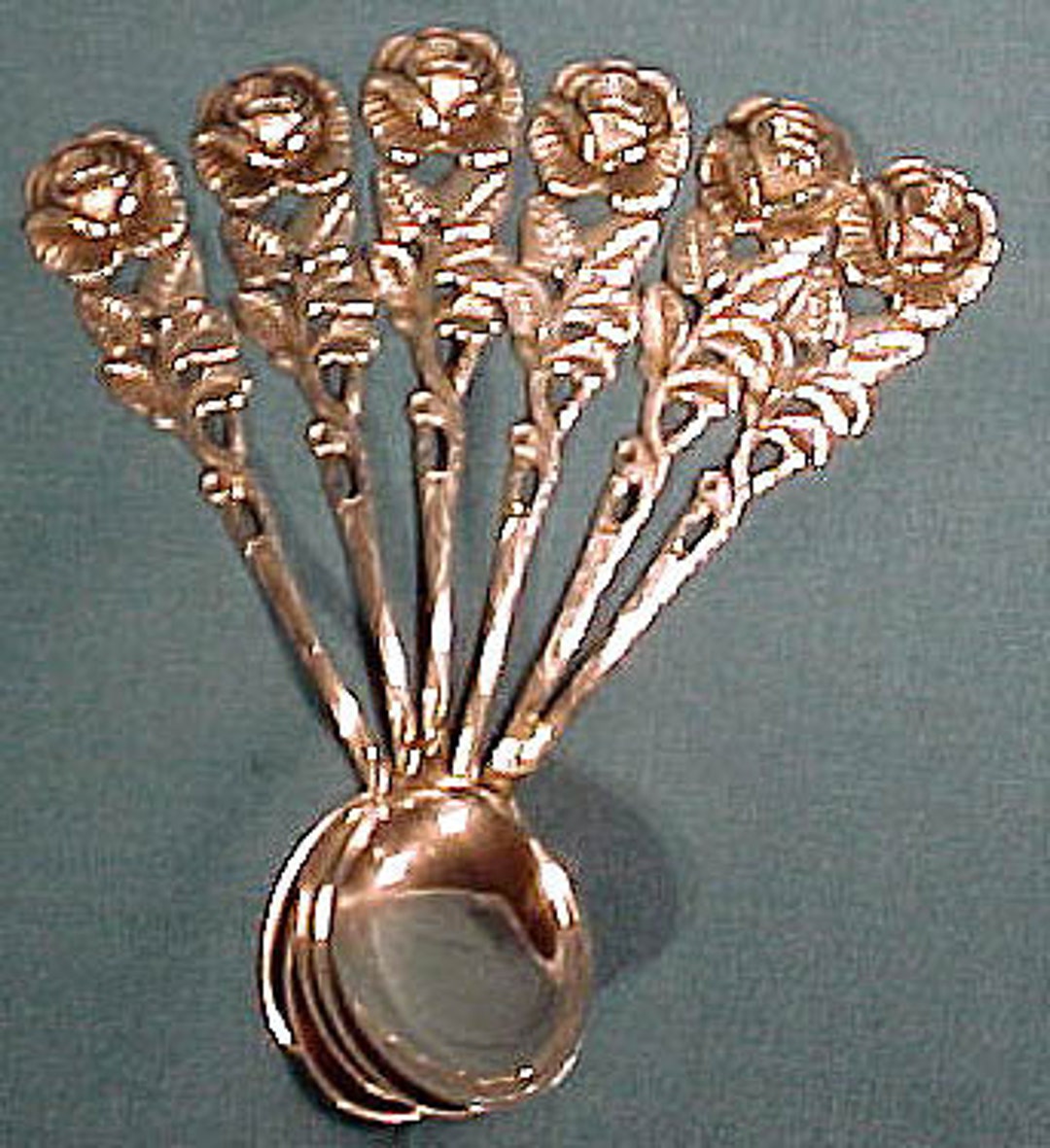 6 Antiko 800 Silver Hildesheimer Rose 4-1/8" Demitasse Coffee Spoons ...