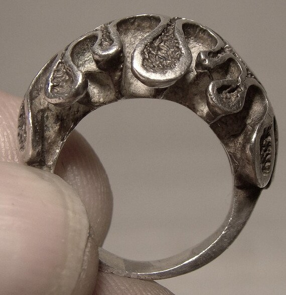 Handmade Sterling Silver Wavy Retro Studio Ring 1950s… - Gem