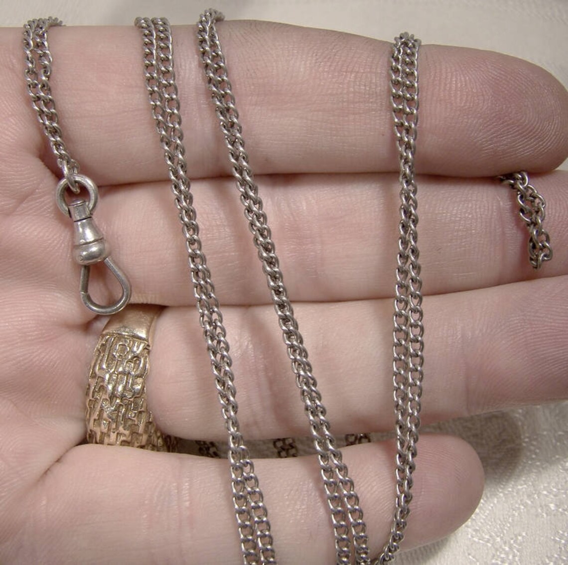 Ecco Sterling Silver Pendant Watch Chain 1920s 48 Length | Etsy