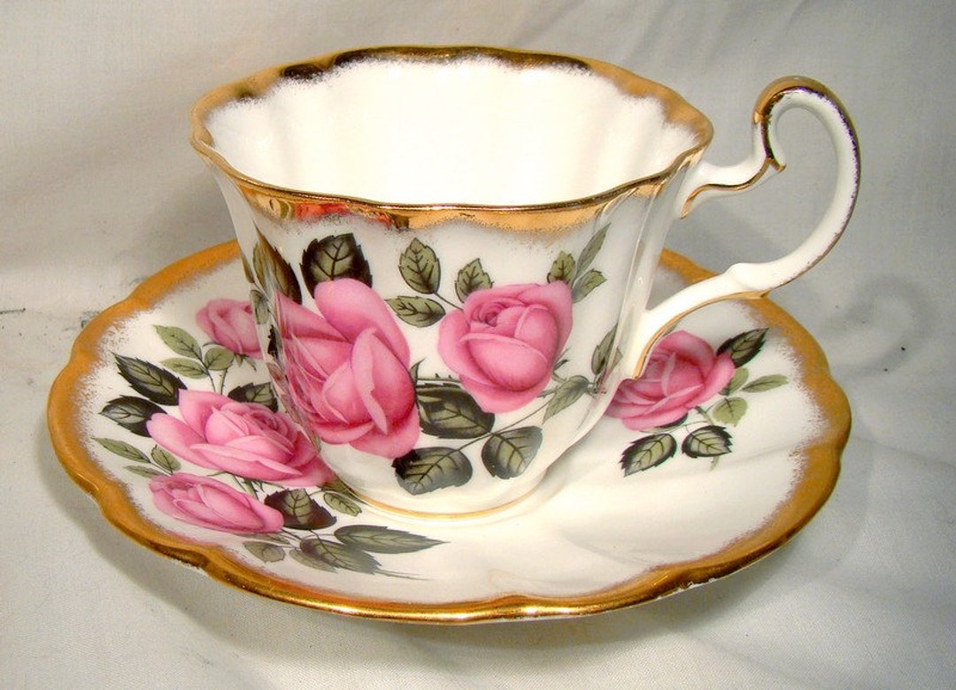 Adderley N1083 Pink Roses Fluted Tea Cup and Saucer 1960s Teacup N1083 ...