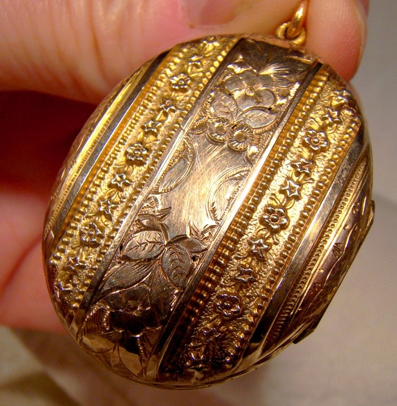 Victorian Aesthetic Rolled Gold Plate Photo Locket 18… - Gem