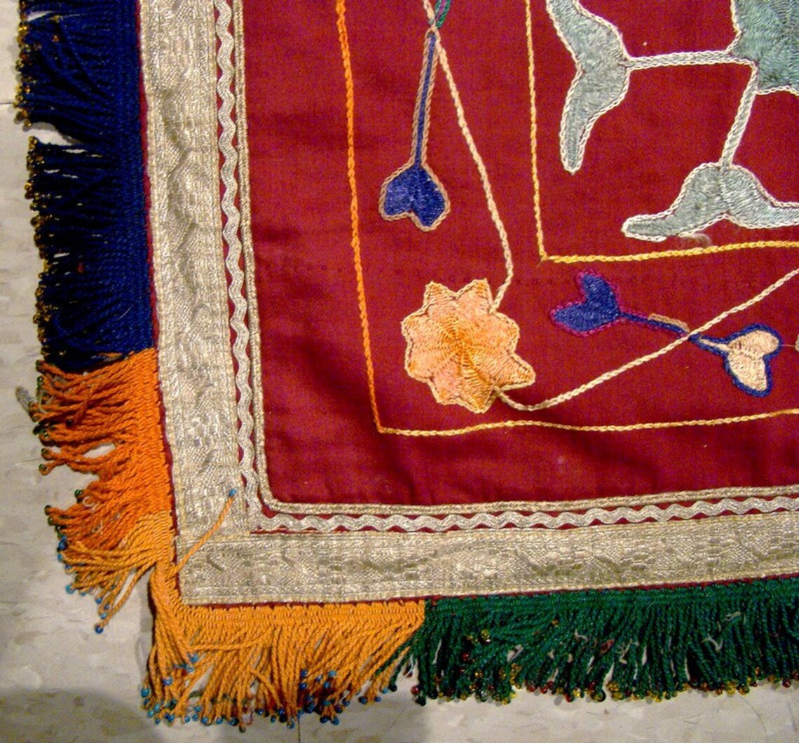 Pashtun Afghanistan Hand Embroidered Beaded Cotton Tablecloth - Etsy Canada