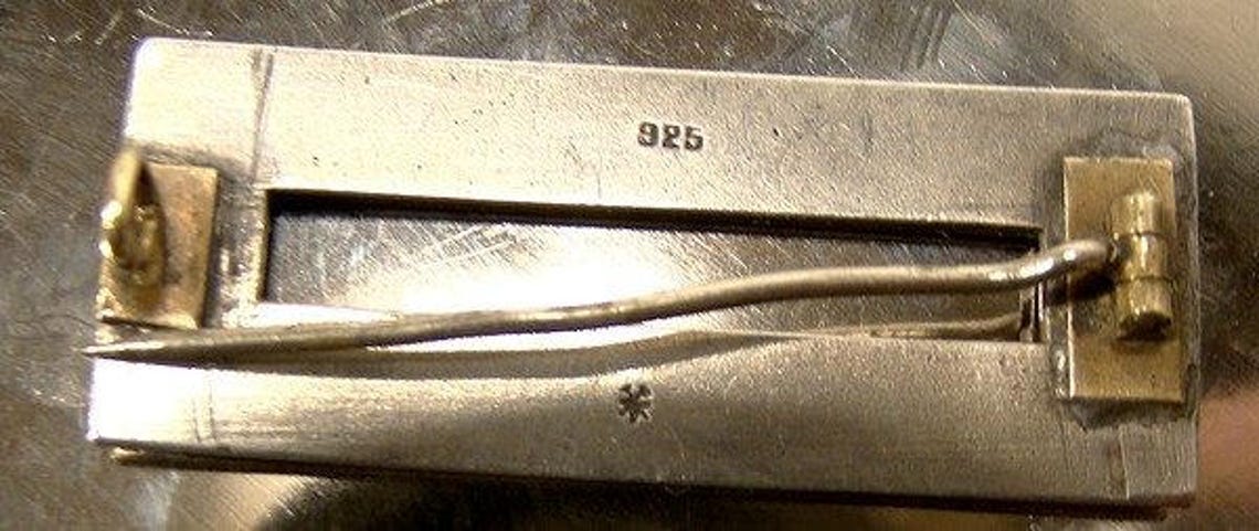 Clement Berg Norway Sterling Silver Purple White Enamel Rectangle ...