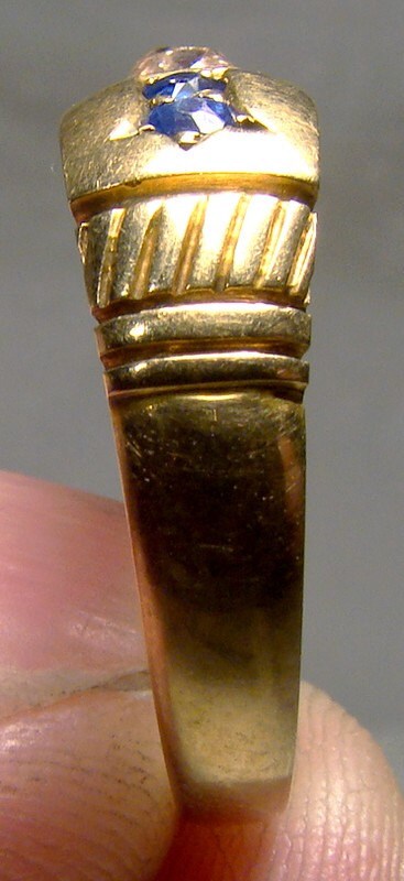 18K Blue Sapphires Diamond Victorian Wedding Ring 1890 Size - Etsy