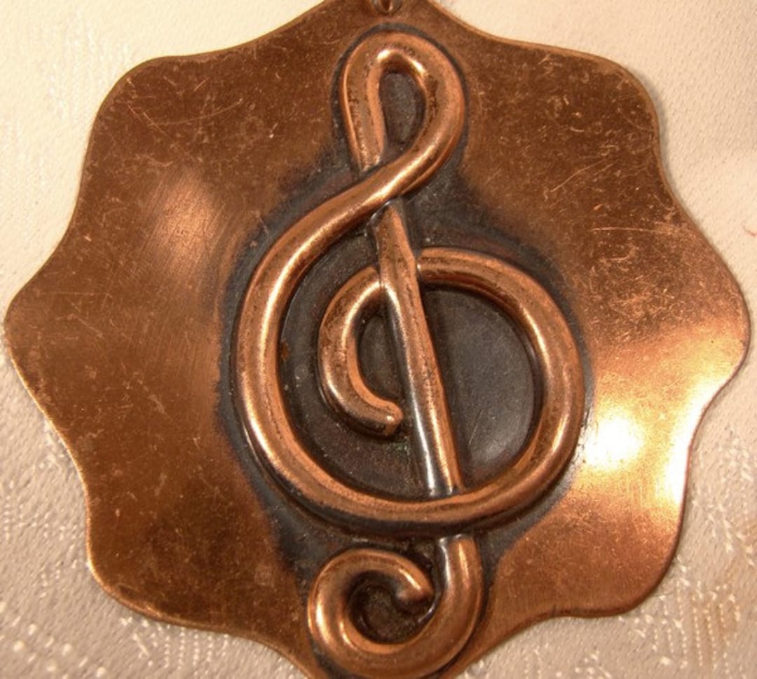 Treble Clef Copper Pendant on Chain Necklace 1950s Musical Motif - Etsy