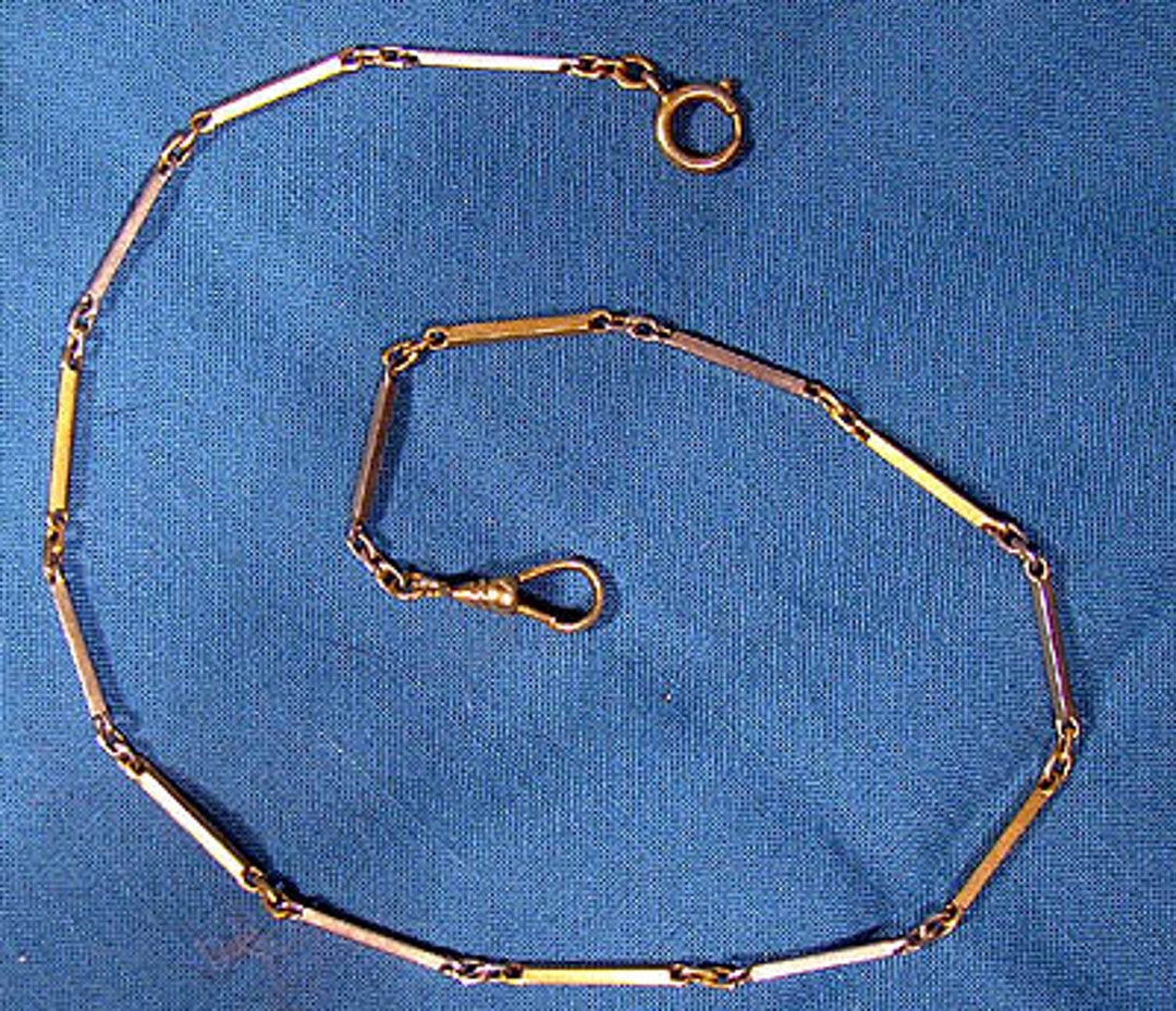 14K Art Deco WATCH CHAIN 1920 White and Yellow Gold Watchchain - Etsy