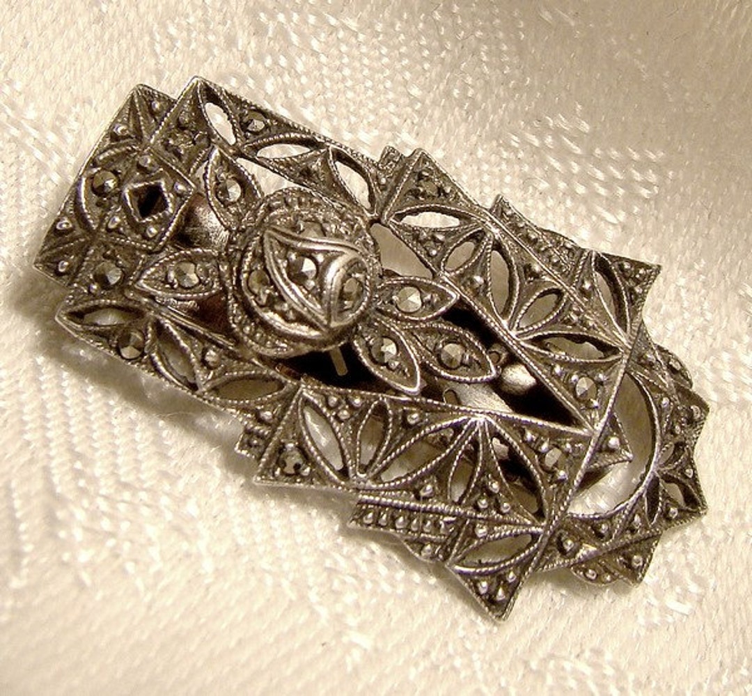Art Deco Sterling Silver Marcasite EVENING DRESS CLIP 1920s - Etsy