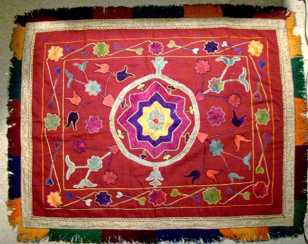 Pashtun Afghanistan Embroidered Beaded Cotton Tablecloth Tray Cover ...