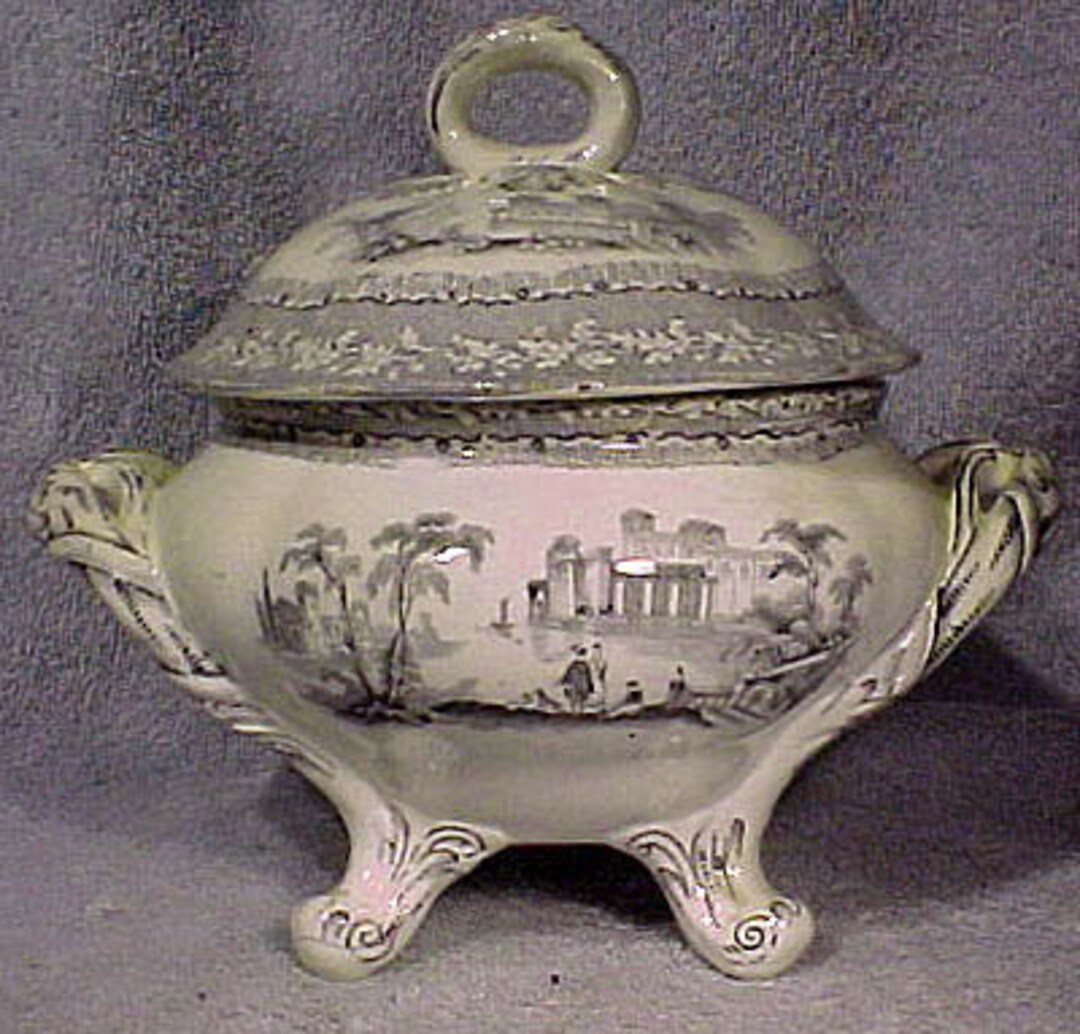 19thc Grey Transfer Ware Covered Sauce Dish 1840s English - Etsy
